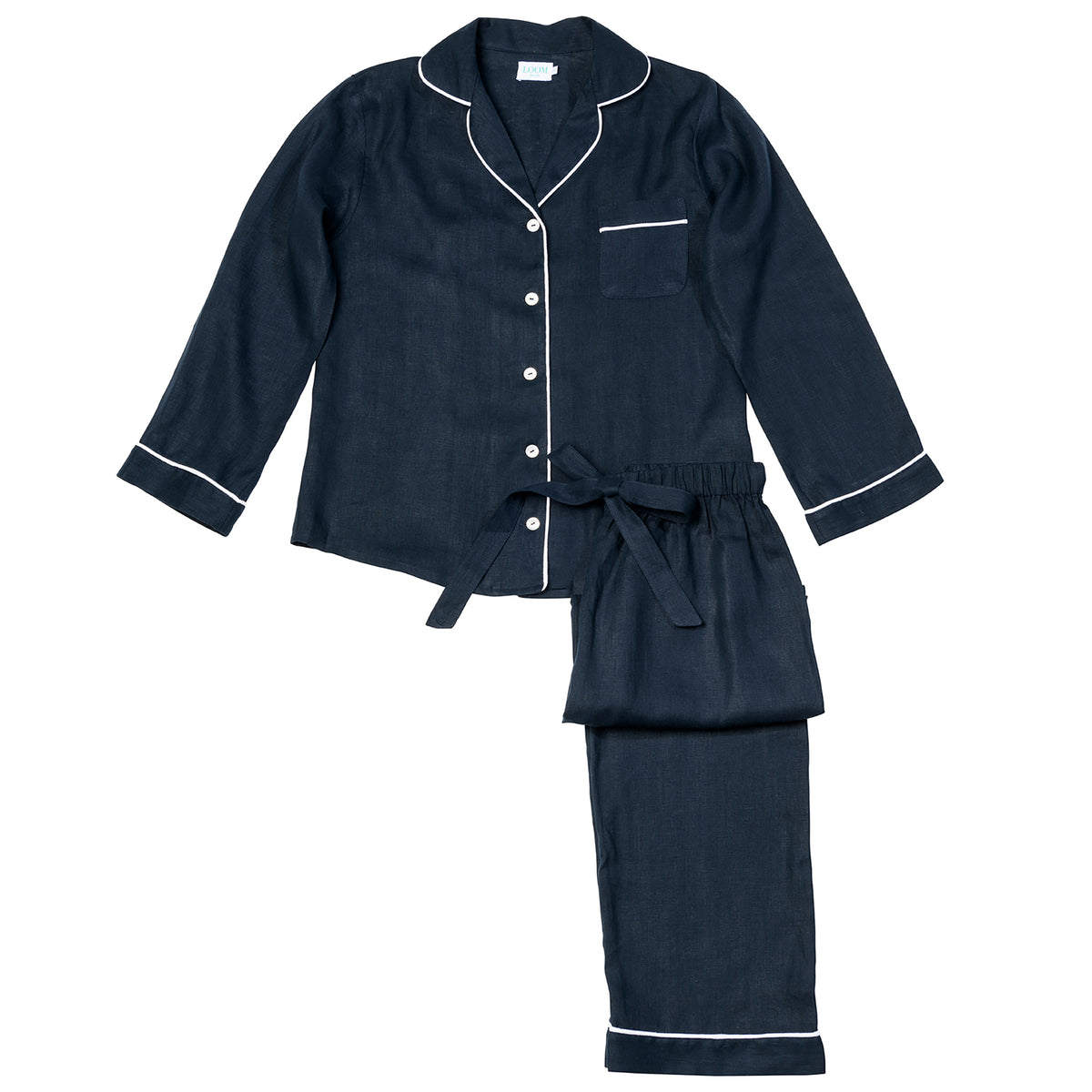 Navy Blue Linen Pyjama Set – Loom Irish Linen